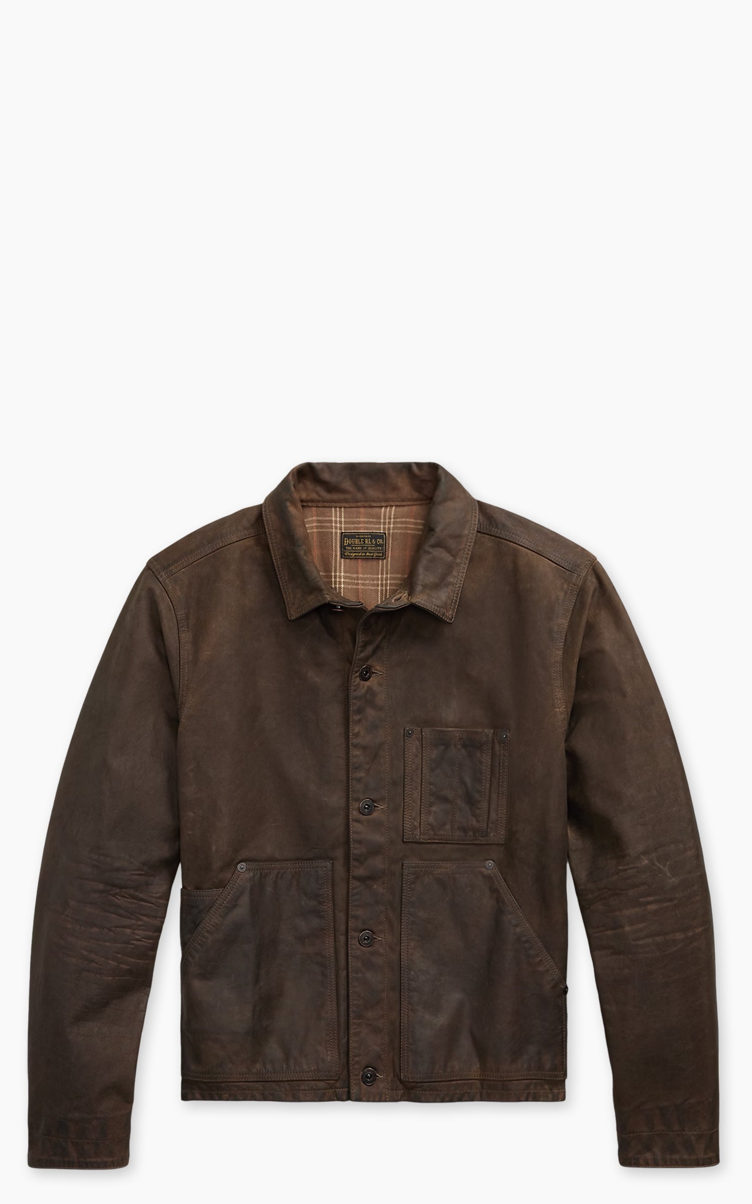 RRL Cork Moto Leather Jacket Vintage Brown